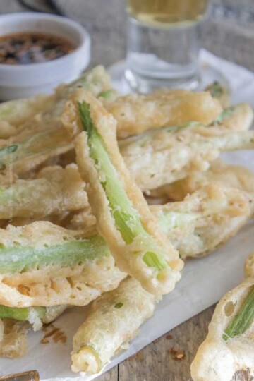 Beer Tempura Green Onions with Maibock Spring Lager and Sesame Oil