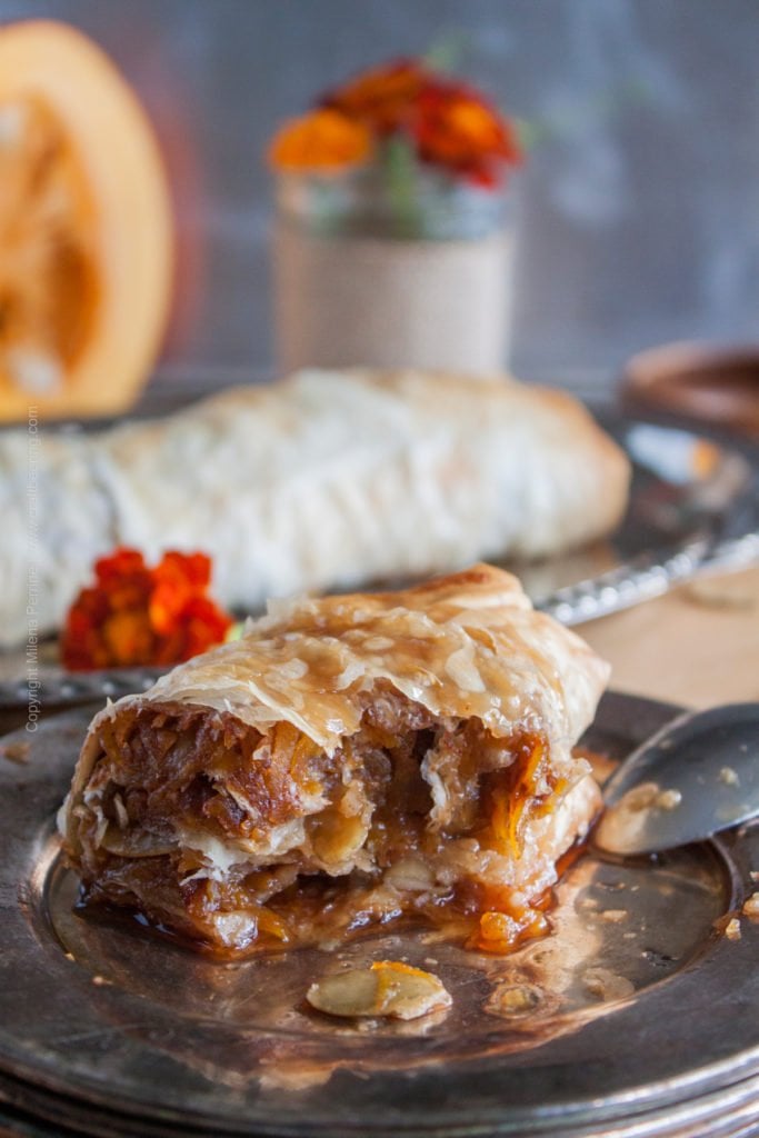 Pumpkin Strudel with Pumpkin Seeds and Pumpkin Ale Syrup
