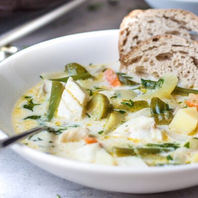 Fish Stew with Cod, Vegetables and Potatoes (Creamy or Tomato Broth)